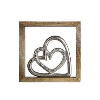 Gilde Wandbild Liebe Mangoholz Höhe 20 cm Silber, Wanddeko, Geschenk