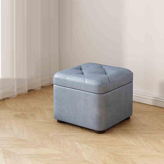 Generic 2er-Set Rechteckige Ottomane Mit Aufbewahrung Und Klappdeckel, Schuhbank for Den Eingangsbereich des Wohnzimmers, Rahmen Aus Kiefernholz(Set of 2 Blue