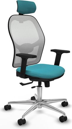 Piqueras y Crespo Ergonomischer Home Office Jorquera Stuhl mit 2D-Armen, h&ouml;henverstellbare Lendenwirbelst&uuml;tze und h&ouml;henverstellbares Kopfteil, Wei&szlig;/T&uuml;rkis