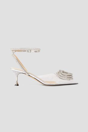 Mach & Mach Triple Heart Pumps aus PVC und Metallic-Leder mit Kristallen - Wei&szlig; - EU 35