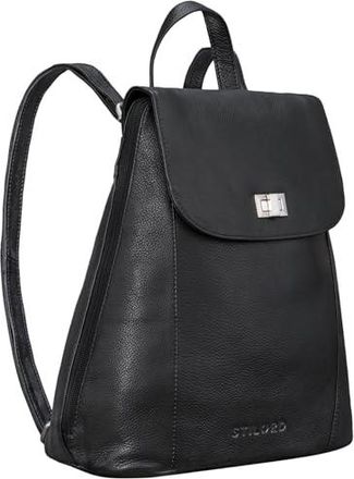 STILORD Victoria II Sac a Dos Vintage pour Femme Cuir Veritable Backpack Daypack pour MacBook 13,3 Pouces DIN A4 Sac &agrave; dos Voyage, Couleur:noir
