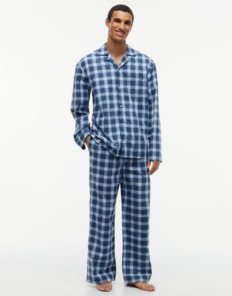 Tommy Hilfiger Th Original Print gewebtes Pyjama-Set in Chambray Blue Shadow Check-ROT