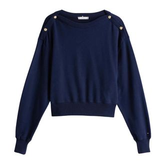 Tommy Hilfiger Femme, Sweatshirts et sweats à capuche, Bleu, Taille: 34 FR SweaT-shirt doré à encolure bateau