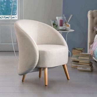 Dmora Talamo Italia - Annarella-Sessel, Design-Loungesessel, 100 % Made in Italy, Relaxsessel aus gepolstertem Stoff, 70 x 60 x 80 cm, Beige