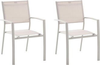 Jardideco Lot de 2 fauteuils de jardin empilable Faro Beige- Jardideco