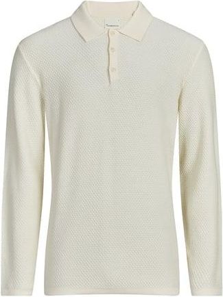 Knowledge Cotton Apparel Polo textur&eacute; &agrave; manches longues