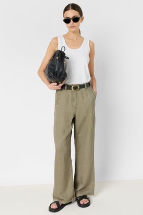 Gerard Darel Pantalon droit en lyocell et lin - AZILIA - Vert Kaki