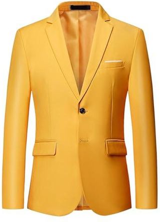 Generic Veste de costume simple pour homme - Couleur unie - Pour mariage - Version formelle - Manteaux et blazer de sport, jaune, 6XL