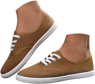 Generic Chaussures basses &agrave; enfiler pour femme - Baskets tendance en toile d&eacute;contract&eacute;es pour femme - Confortables - Respirantes - Semelle int&eacute;rieure rembourr