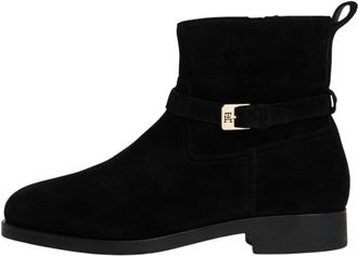 Tommy Hilfiger Damen Stiefeletten Buckle Riding Suede aus Wildleder, Schwarz (Black), 40