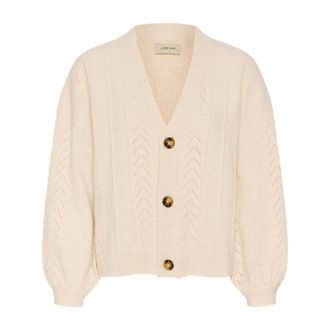 Cream Femme, Pulls, Beige, Taille: 42/44 FR Gilet Tricot&eacute; avec Manches Bouffantes