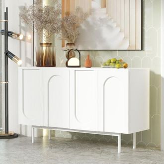 Urban Meuble Urban Meuble - Buffet moderne blanc motif en arc 4 portes 140x42x80cm