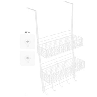 BESPORTBLE Multifunktionaler Aufbewahrungskorb zum Aufh&auml;ngen mit Haken Stabiles Nagelfreies Metallregal f&uuml;r K&uuml;che und Schlafzimmer Gro&szlig;er Stauraum Platzsparender