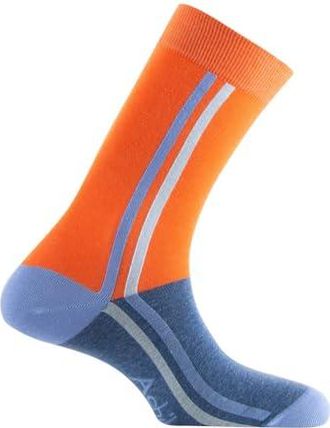Achile Mi-chaussette jersey Lines Coton peign&eacute; - couleur - Orange - Pointure - 39-46