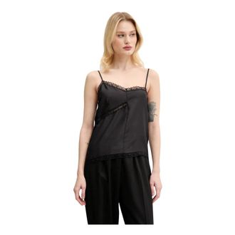 Maison Margiela Seiden-Top mit Spitzendetails - - Tops - Damen - Schwarzk - M