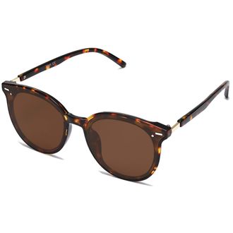 Sojos Klassisch Retro Runde Sonnenbrille Damen Herren Groß Brille SJ2067 mit Demi Rahmen/Braun Linse