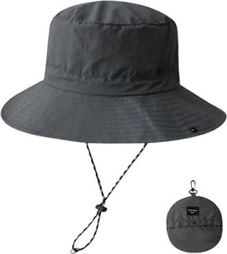 Generic Chapeau bob | Protection solaire | Sangle réglable coupe-vent pour rendez-vous, randonnée, voyage, pêche, trajets entre filles, pique-nique, Gris, L