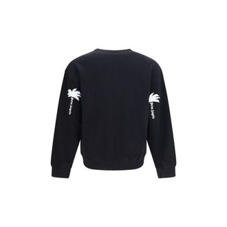 Palm Angels Crew-Neck Cotton Sweatshirt - Black