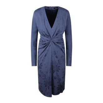 Etro Florales Jacquard-Midikleid mit Drapierung - - Dresses - Damen - Blau - M