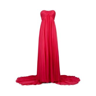 Roberto Cavalli Seidenes Maxikleid mit Sweetheart-Ausschnitt - - Dresses - Damen - Rot - XS