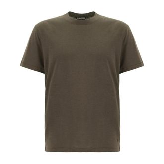 Tom Ford Lyocell Baumwolle Rundhals-T-Shirt - - Tops - Herren - Gr&uuml;n - 2XL