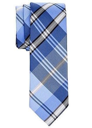 Retreez Cravate maigre en microfibre tress&eacute;e &agrave; carreaux 5 cm - Bleu - Taille Unique