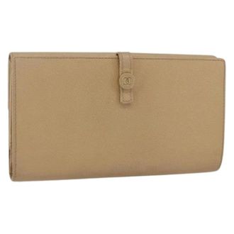 Chanel Portefeuille en cuir Pre-owned - Femme - Pre-owned - Beige - Taille: ONE Size