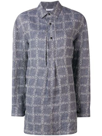 J.W.Anderson tunique en lin &agrave; motif grille - Bleu
