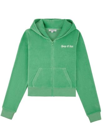 Sporty & Rich hoodie Italic Logo en coton - Vert
