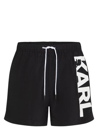 Karl Lagerfeld short de bain à logo imprimé - Noir
