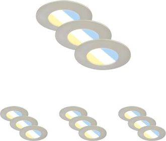 Briloner 3er Set LED Einbaustrahler 230V, LED Strahler Badezimmer IP44, Deckenstrahler, Spots, Deckenspots, Lichtfarbe einstellbar, Matt-Nickel (Packung mit 4)