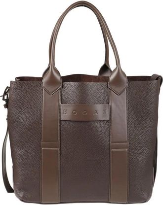 Hogan Shopper & Totes - Textured Leather Tote Bag With Smooth Accents - Gr. unisize - in Braun - für Damen