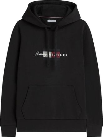 Tommy Hilfiger Homme, Sweatshirts et sweats &agrave; capuche, Noir, Taille: XL Script Flag Sweat &agrave; capuche