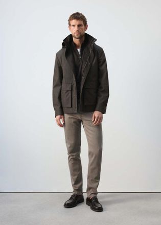 Mango Parka &agrave; capuche en m&eacute;lange de coton marron - Homme - XXL - MANGO MAN