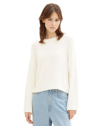Tom Tailor Tom Tailor Denim Damen Basic Pullover, 10332 - Off White, XXL