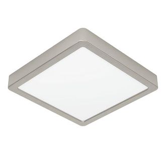 Eglo Plafonnier LED Fueva 6, lampe de plafond carr&eacute;e, &eacute;clairage de bureau, luminaire en saillie en m&eacute;tal argent&eacute; et plastique blanc, blanc chaud - blanc fr
