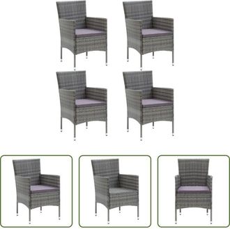 vidaXL Poly Rattan - Garten-Essst&uuml;hle 4 Stk. Poly Rattan Grau