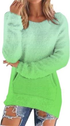 Generic Sweat-shirts pour femme UK Sweatshirt pour femme Couleur unie Haut surdimensionn&eacute; Col rond Manches longues Automne Hiver D&eacute;contract&eacute; Confortable Autom