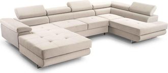 Furnix Ecksofa nillona xl in U-Form Schlaffunktion Bettkasten PS1 Beige - Furnix