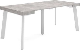 Skraut Home | Ausziehbarertisch | Multifunktionaler ausziehbarer | 180 | Für 8 Gäste | Hölzerne Beine | Moderner Stil | Zement