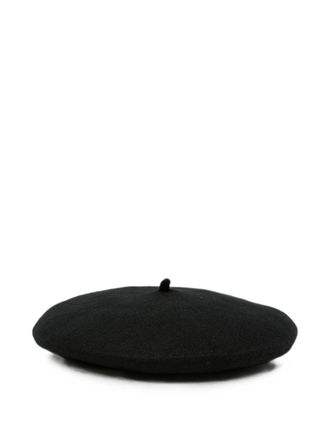Emporio Armani Logo-Embossed Wool Beret - Black