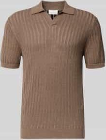 Profuomo Slim Fit Poloshirt aus Baumwoll-Leinen-Mix