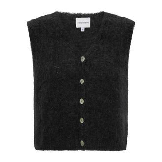 Americandreams Americandreams, Femme, Pulls, Noir, Taille: 38 FR Alpaga Laine Gilet Noir