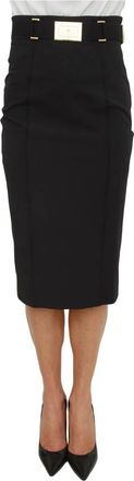 Elisabetta Franchi Femme, Jupes, Noir, Taille: 44 FR Belted Pencil Midi Skirt