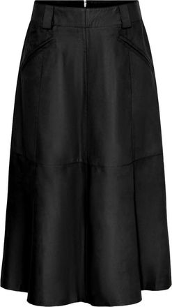 Notyz Notyz - Jupe midi en cuir coupe trap&egrave;ze - Femme - Jupes - Noir - Taille: 36 FR