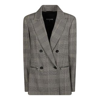 Patrizia Pepe Femme, Vestes, Brun, Taille: 40 FR Blazer &agrave; carreaux double boutonnage