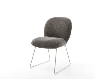 DELIFE Esszimmerstuhl Nube-Flex Boucl&eacute; Soft Schlamm Kufengestell Edelstahl Taschenfederkern, Esszimmerst&uuml;hle