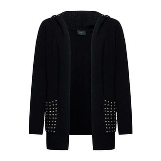 John Richmond Schwarzer Herren-Cardigan mit Kapuze und metallischen Details - - Knitwear - Herren - Schwarzk - S
