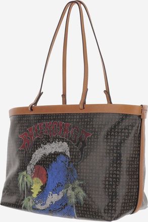 Balenciaga Womens Tote Bag Select Media Coated Canvas Multicolour Cotton