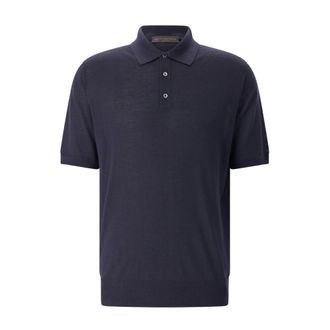 Brett Johnson Homme, Tops, Bleu, Taille: 4XL Polo &agrave; Manches Longues en Cachemire et Soie